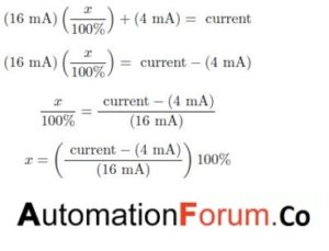 How to convert mA signal into % in instruments?(ie 4-20 mA=0 to100 ...