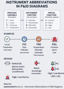 Instrument Abbreviations used in Piping and Instrumentation Diagrams
