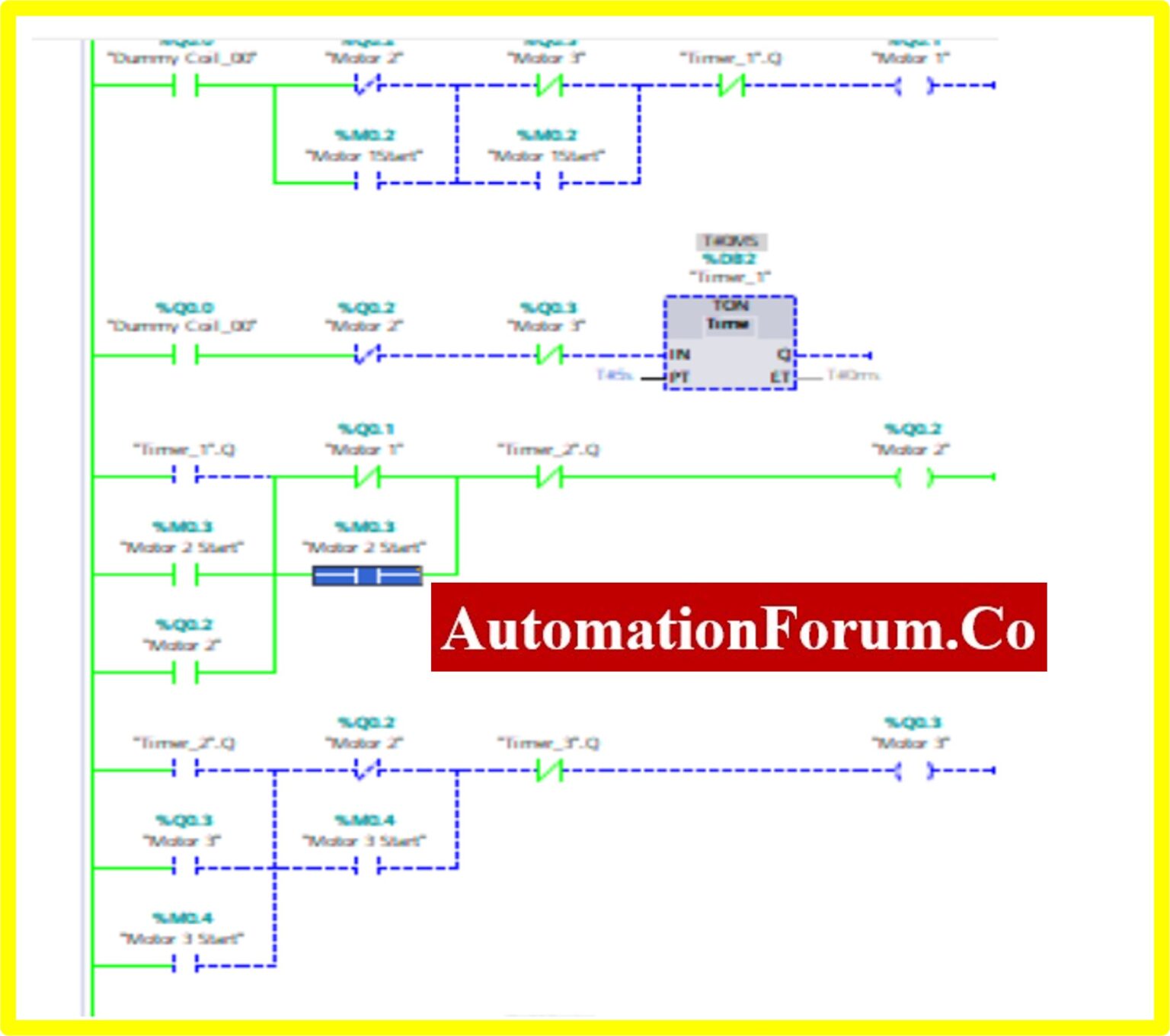 PLC Ladder Logic for Three Motors drive Simultaneously with ...