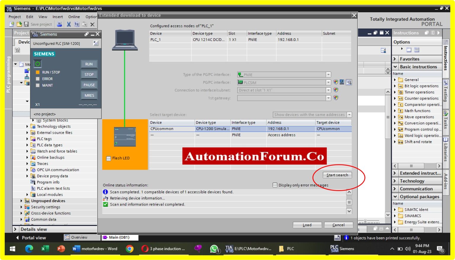 How to use Siemens TIA Portal to create PLC Ladder Logic for three phase motor Forward and Reverse