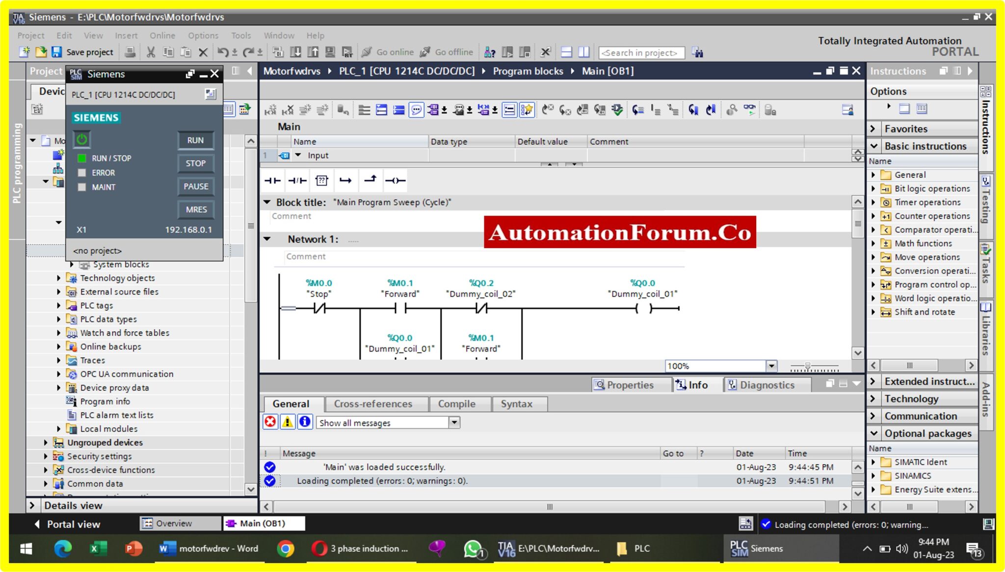 How to use Siemens TIA Portal to create PLC Ladder Logic for three ...