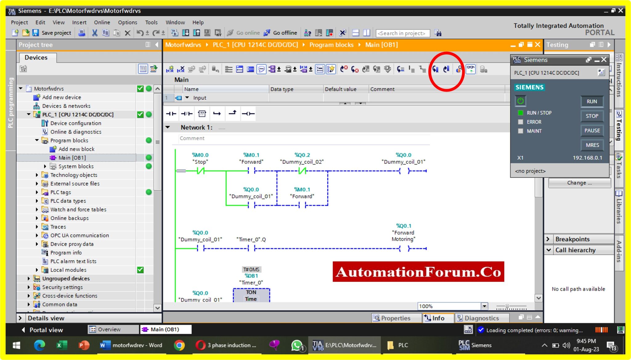 How To Use Siemens Tia Portal To Create Plc Ladder Logic For Three Phase Motor Forward And Reverse 2937