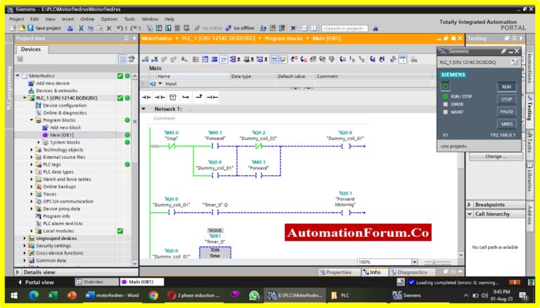 How to use Siemens TIA Portal to create PLC Ladder Logic for three ...