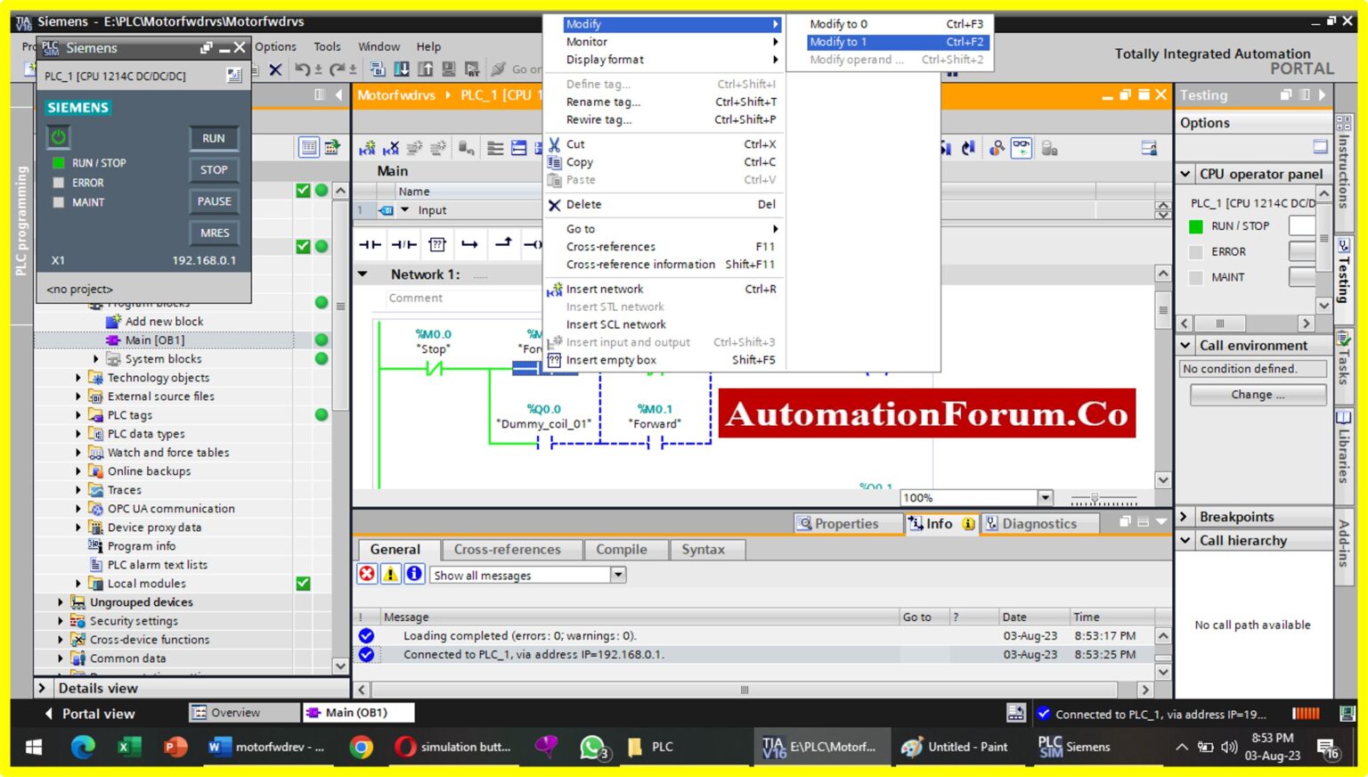 How to use Siemens TIA Portal to create PLC Ladder Logic for three ...