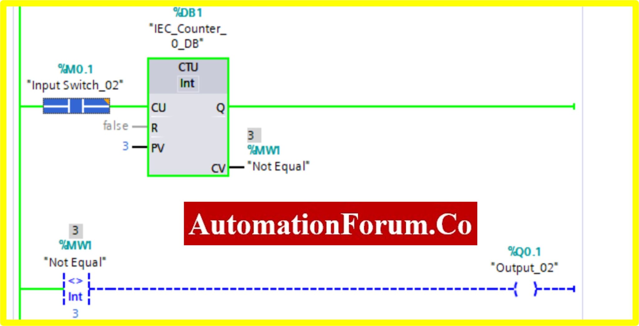 How to create and use different Comparator blocks in PLC ladder logic?