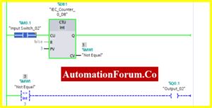 How to create and use different Comparator blocks in PLC ladder logic?