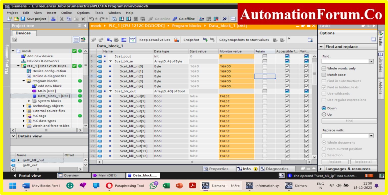 How to use Different MOVE BLOCK in Siemens TIA Portal