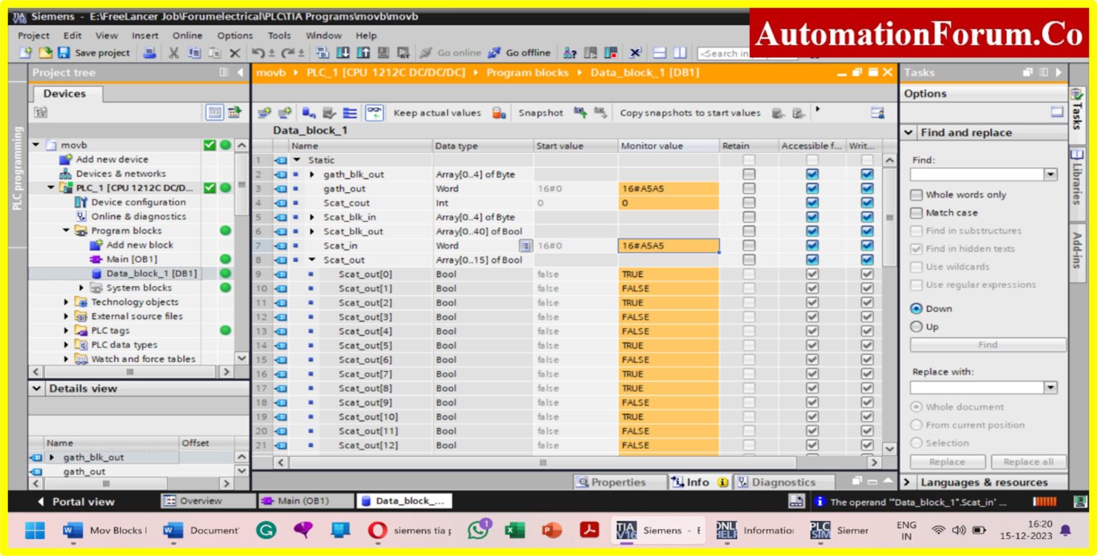 How to use Different MOVE BLOCK in Siemens TIA Portal