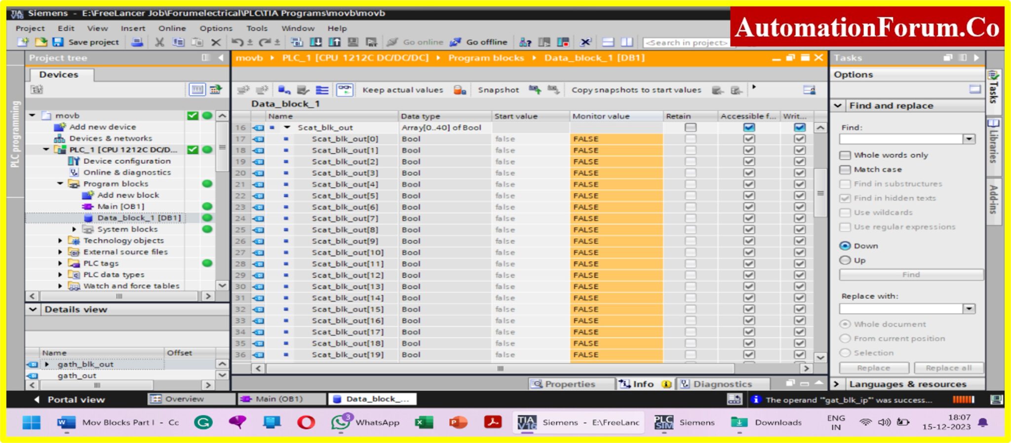 How to use Different MOVE BLOCK in Siemens TIA Portal