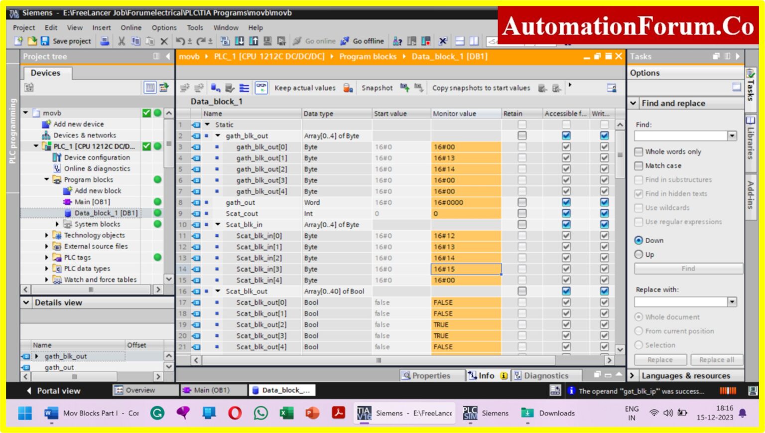 How to use Different MOVE BLOCK in Siemens TIA Portal