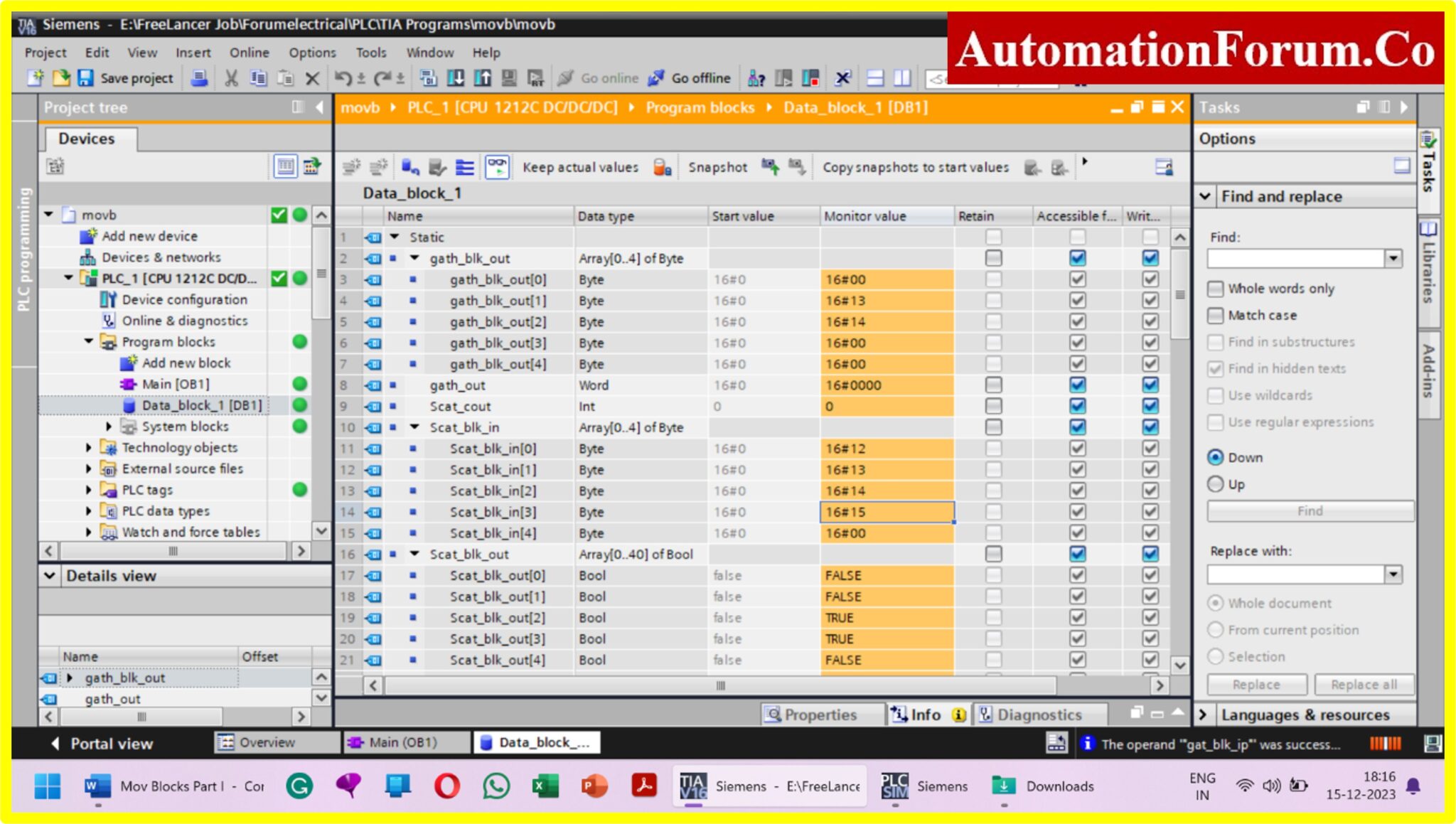 How to use Different MOVE BLOCK in Siemens TIA Portal