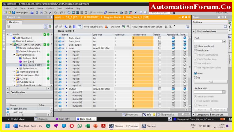 How to use Different MOVE BLOCK in Siemens TIA Portal