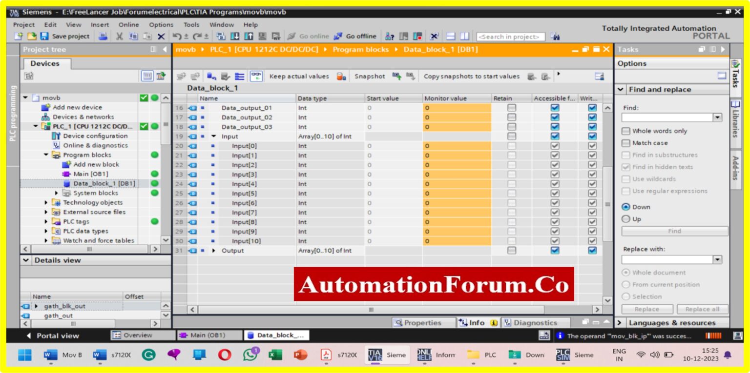 How to use Different MOV BLOCK in Siemens TIA Portal