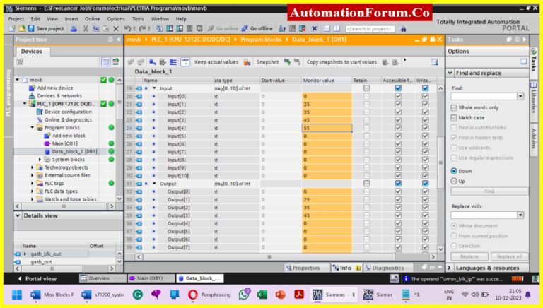 How to use Different MOV BLOCK in Siemens TIA Portal
