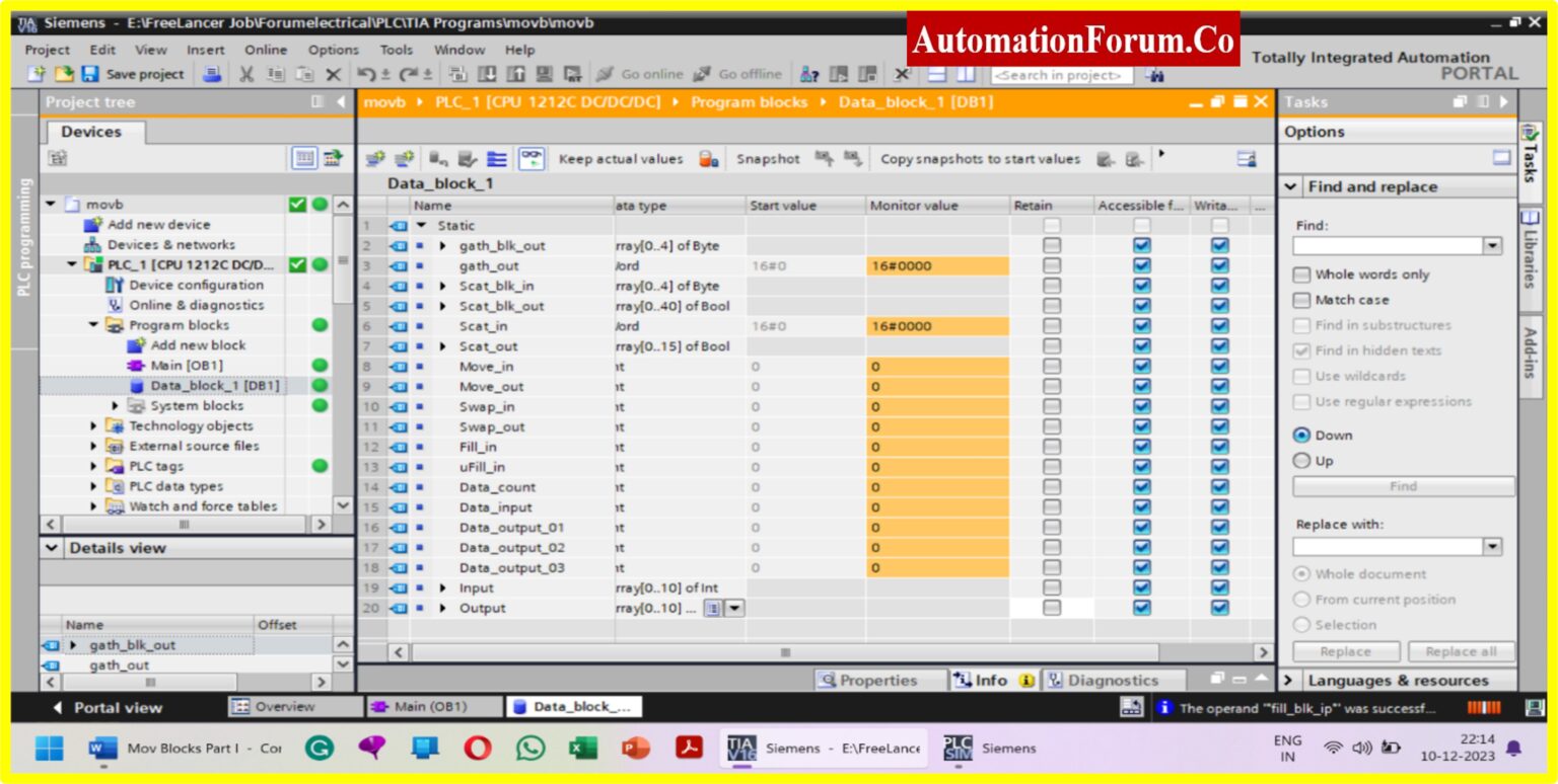 How to use Different MOV BLOCK in Siemens TIA Portal