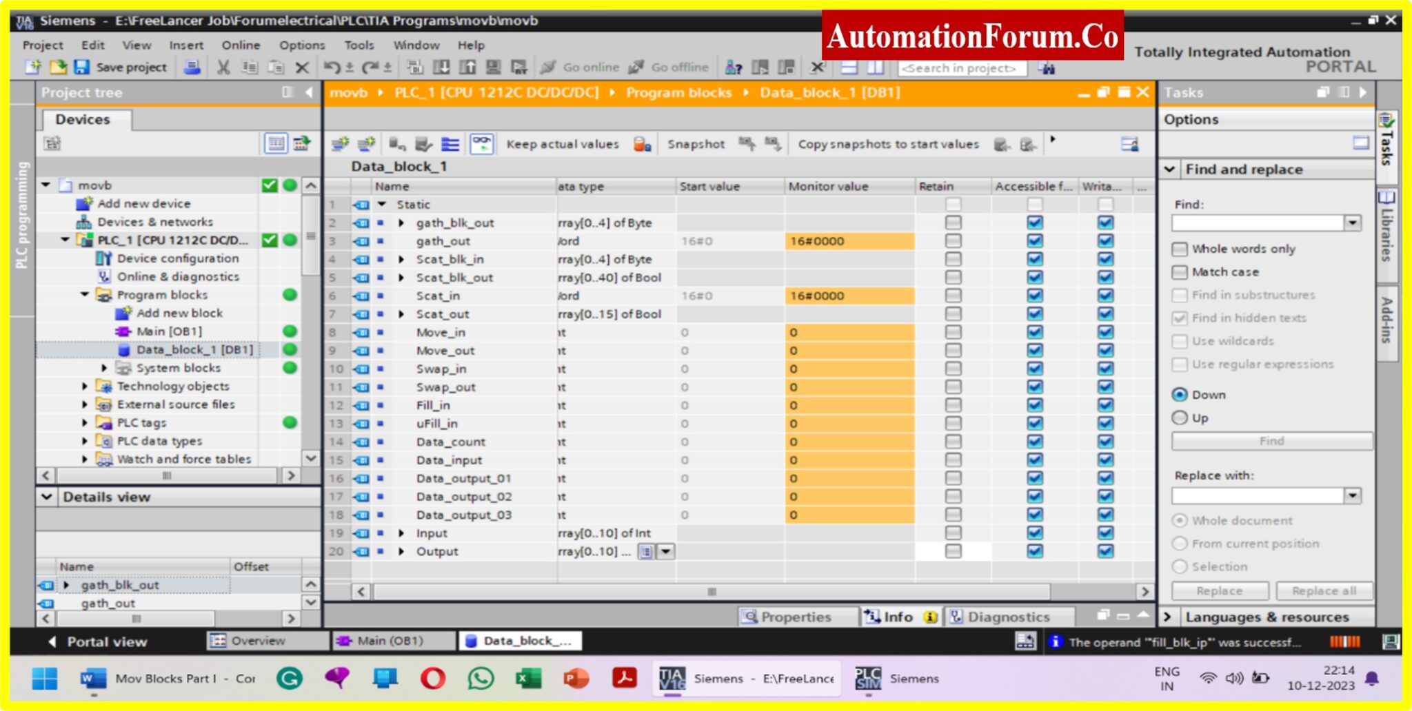 How to use Different MOV BLOCK in Siemens TIA Portal