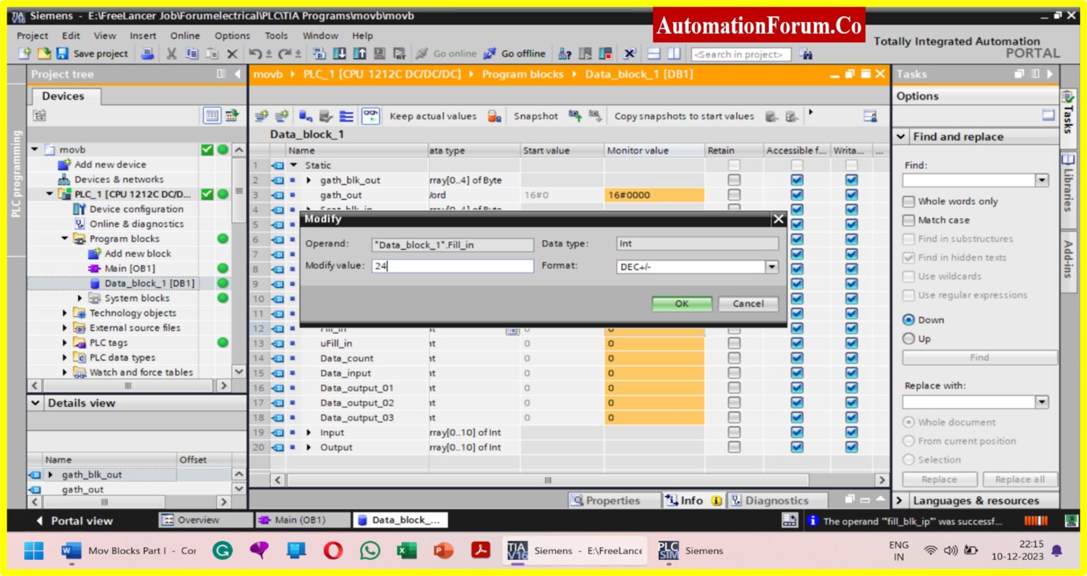 How to use Different MOV BLOCK in Siemens TIA Portal