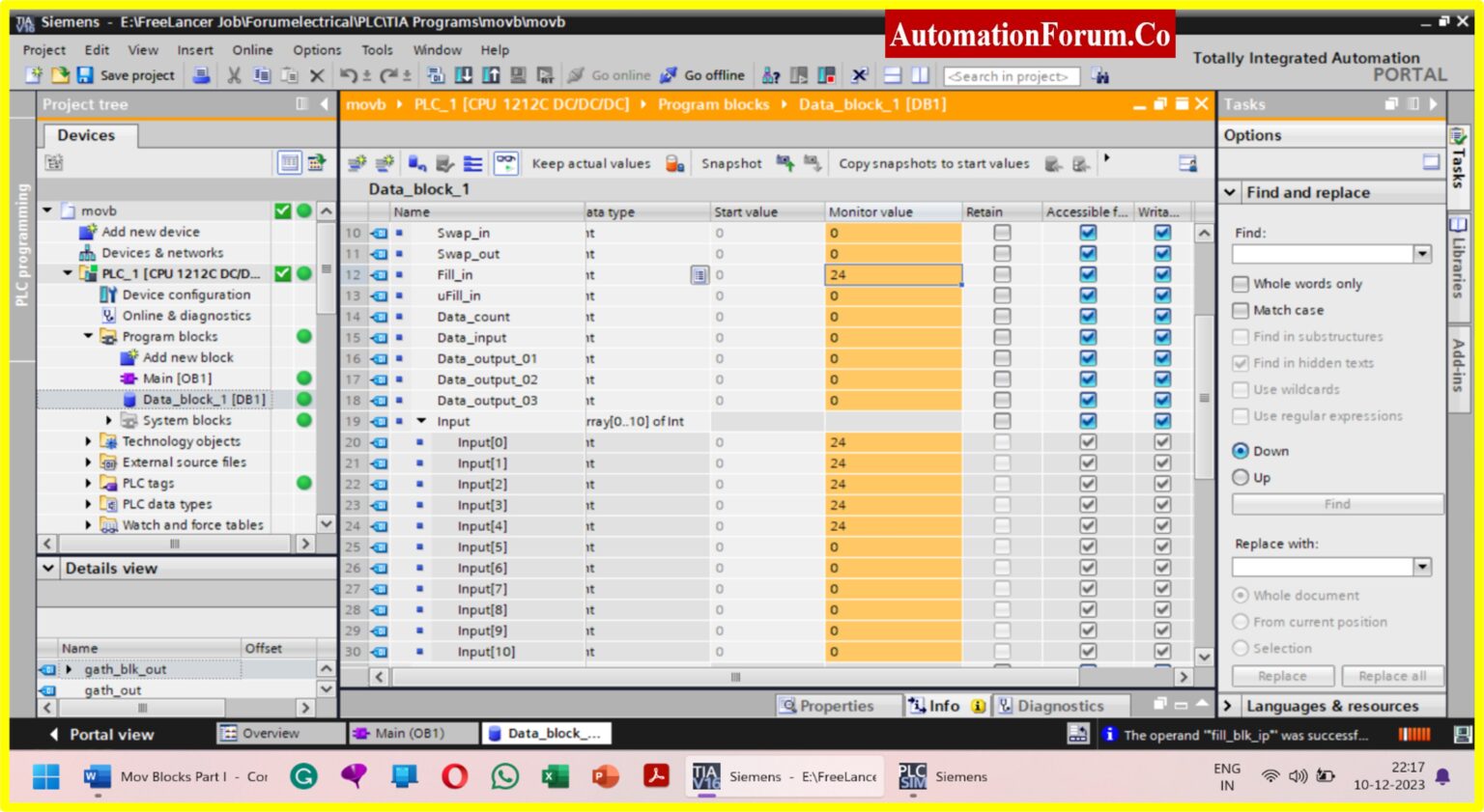 How to use Different MOV BLOCK in Siemens TIA Portal