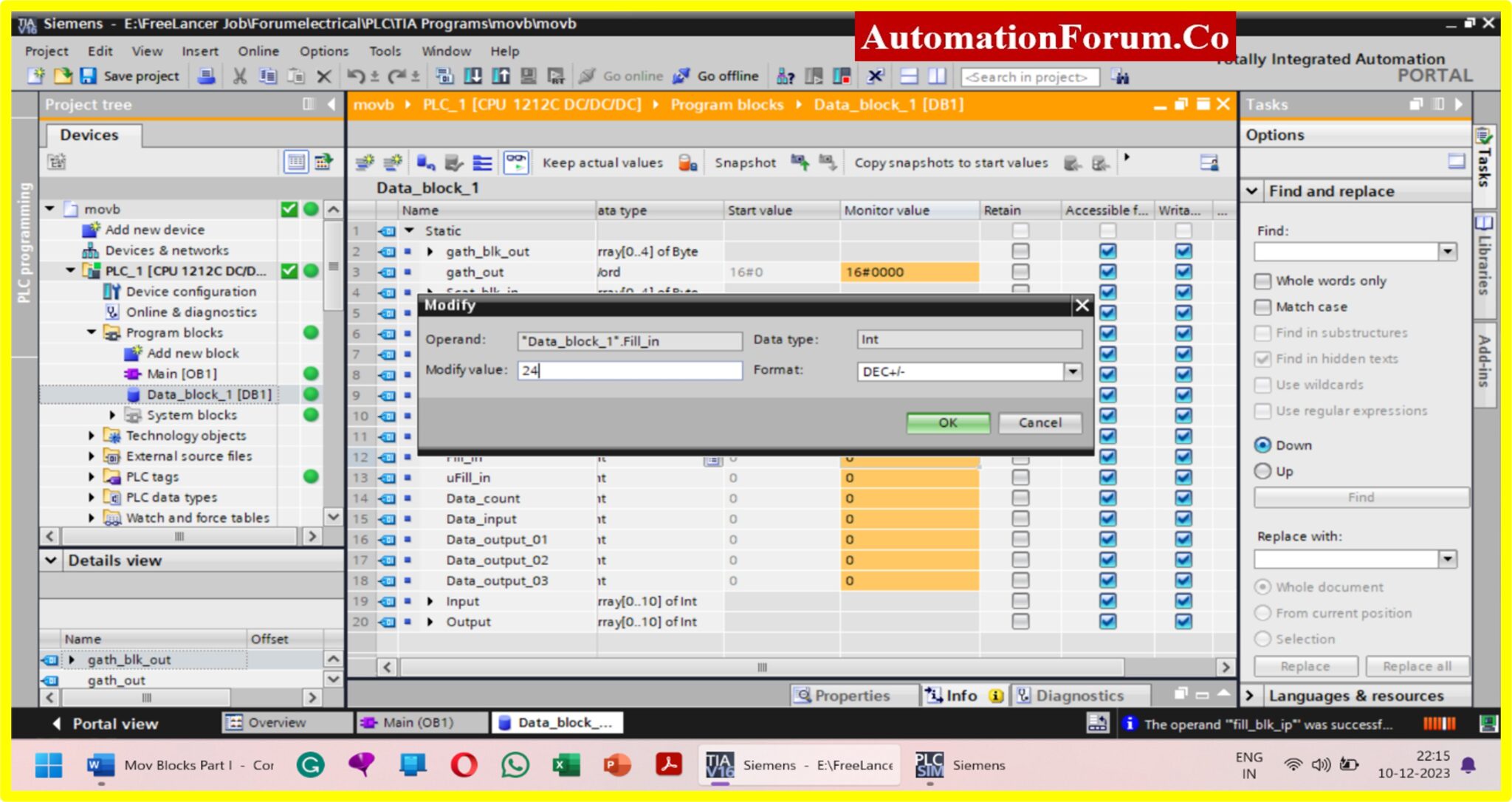 How to use Different MOV BLOCK in Siemens TIA Portal