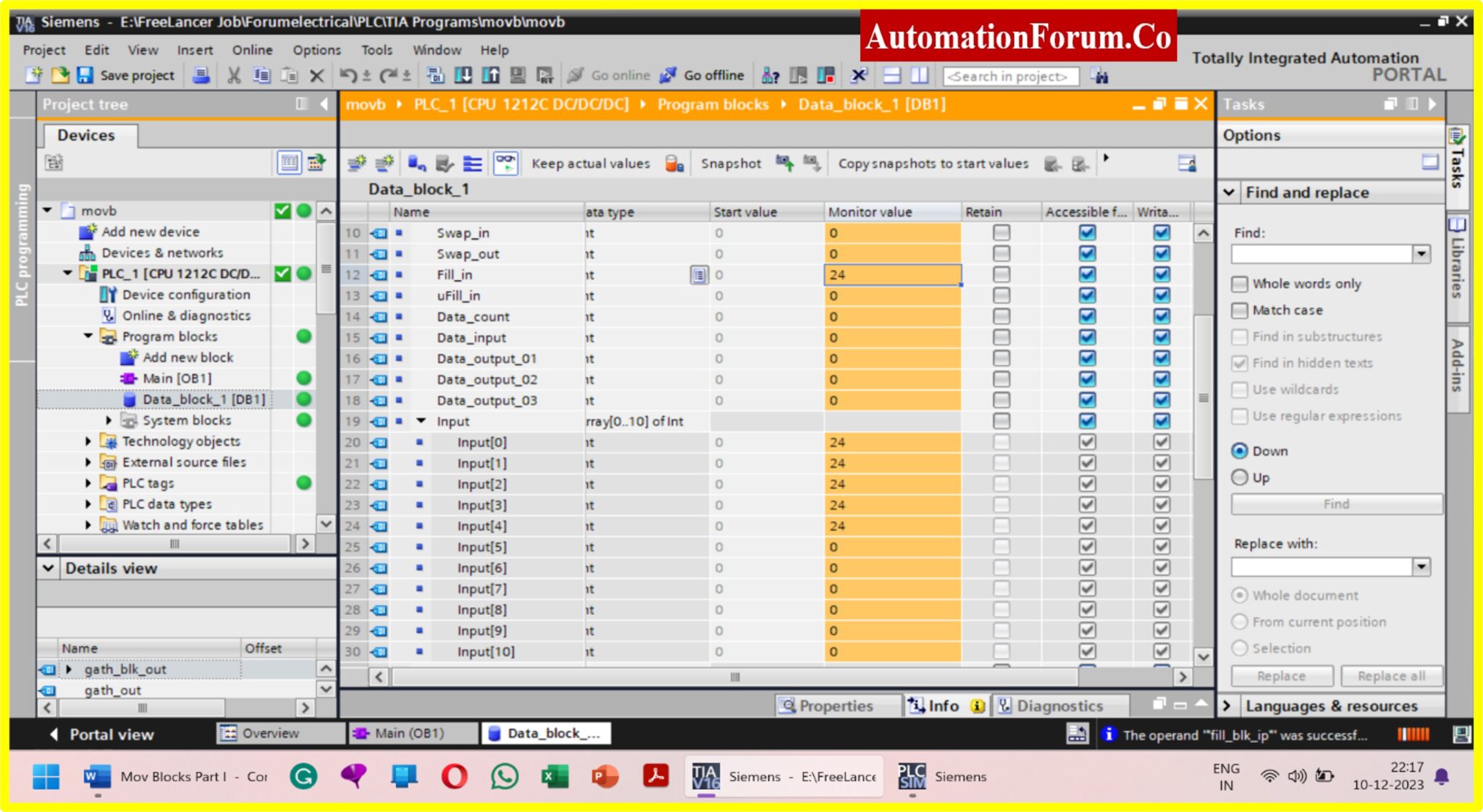 How to use Different MOV BLOCK in Siemens TIA Portal