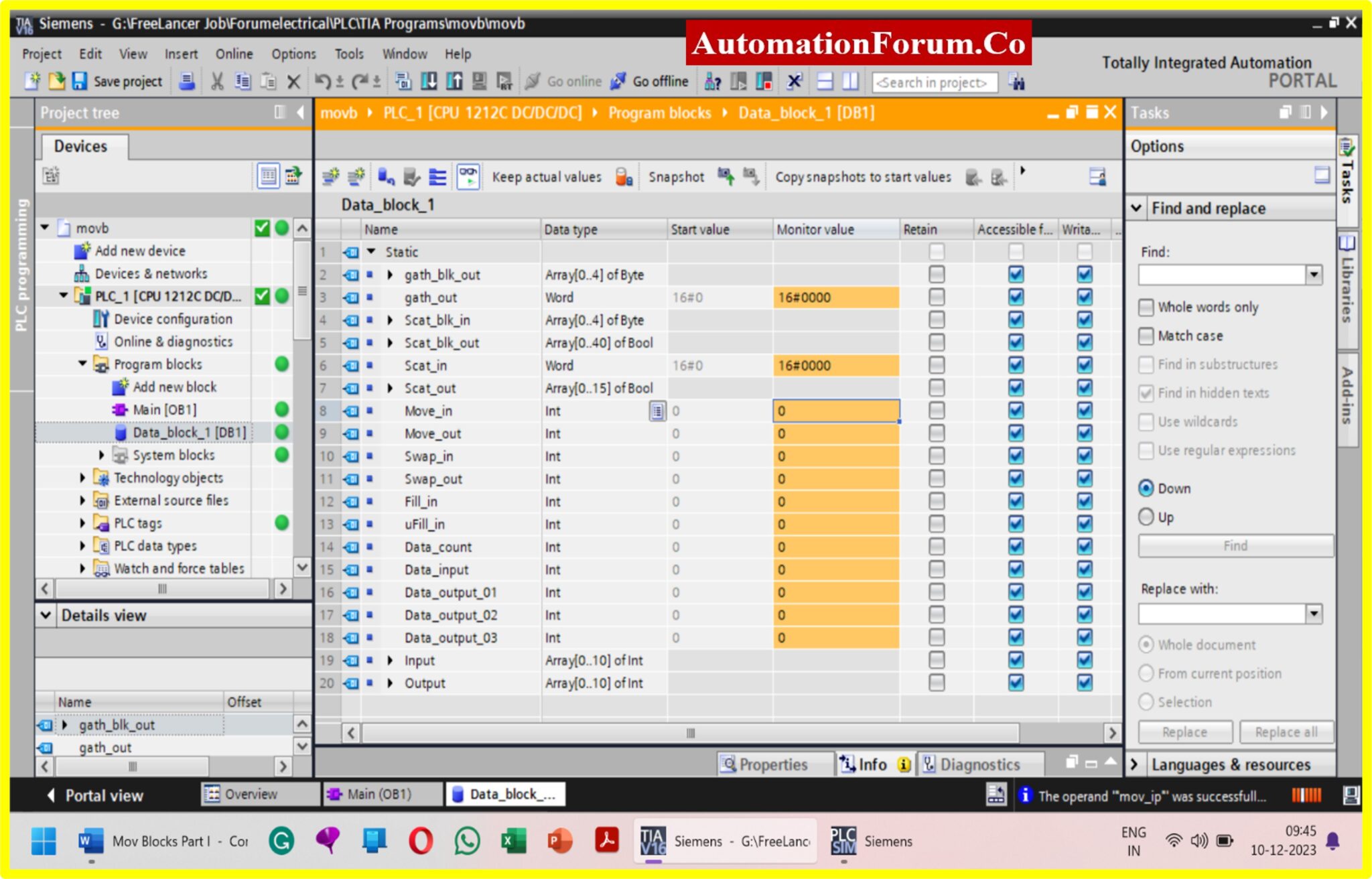 How to use Different MOV BLOCK in Siemens TIA Portal