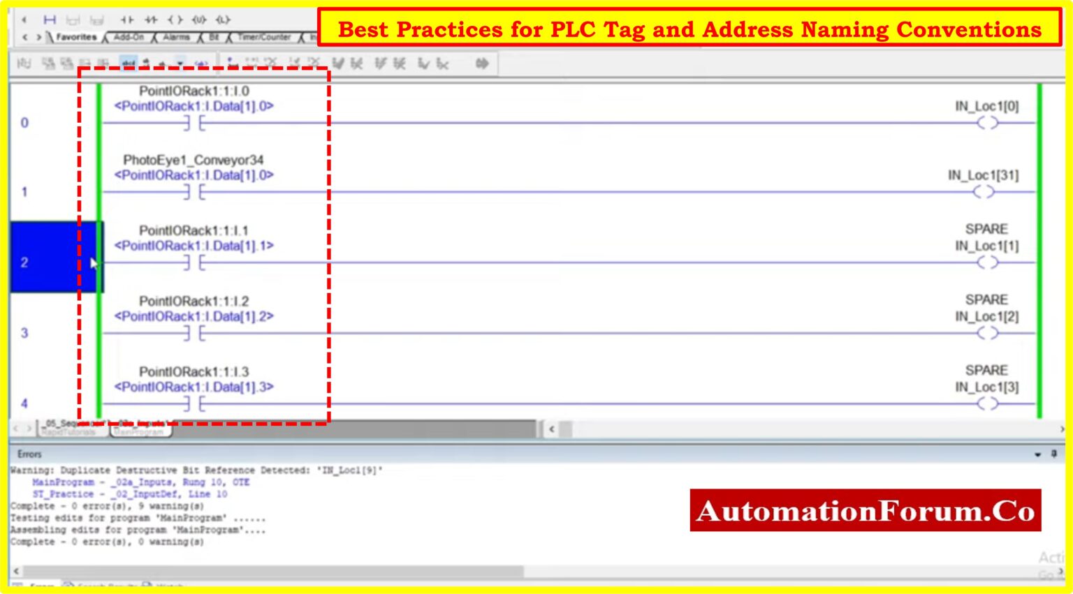 Best Practices for PLC Tag and Address Naming Conventions