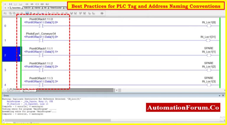 Best Practices for PLC Tag and Address Naming Conventions