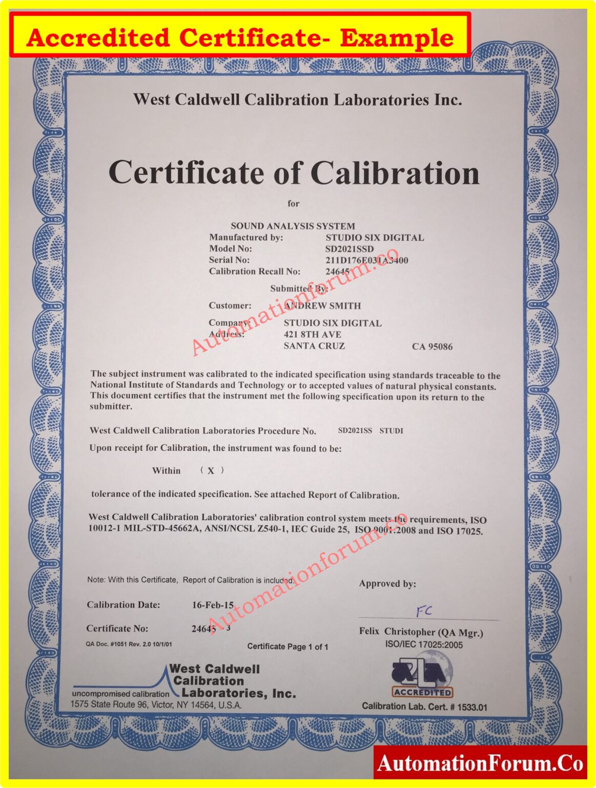 What Is a Calibration Certificate? - AutomationForum