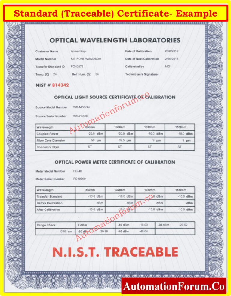 What Is a Calibration Certificate? - AutomationForum