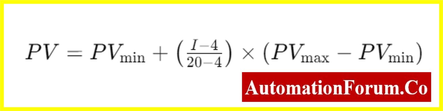 4 to 20 mA Transmitter Output Process Value Calculator