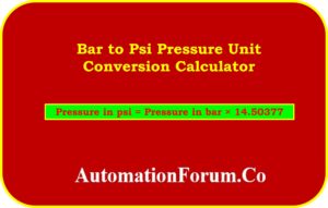 Bar to Psi Pressure Unit Conversion Calculator