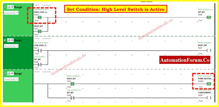 Implementing SR Flip Flop in PLC Ladder Logic