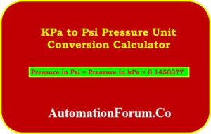 KPa to Psi Pressure Unit Conversion Calculator