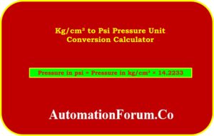 Kg/cm² to Psi Pressure Unit Conversion Calculator