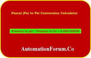 Pascal (Pa) to Psi Conversion Calculator