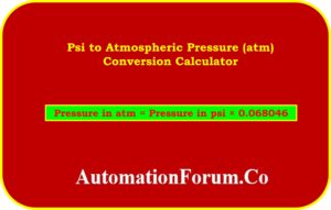 Psi to Standard Atmospheric Pressure (atm) Conversion Calculator