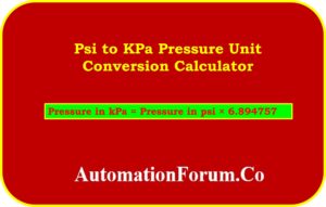 Psi to KPa Pressure Unit Conversion Calculator