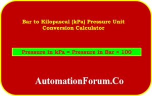 Bar to Kilopascal (kPa) Pressure Unit Conversion Calculator
