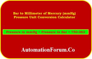 Bar to Millimeter of Mercury (mmHg) Pressure Unit Conversion Calculator