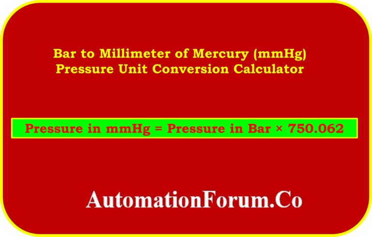 Bar to Millimeter of Mercury (mmHg) Pressure Unit Conversion Calculator