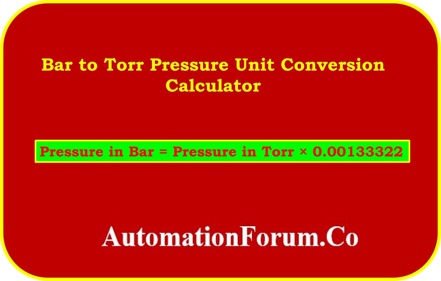 Bar to Torr Pressure Unit Conversion Calculator