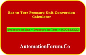 Bar to Torr Pressure Unit Conversion Calculator