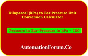 Kilopascal (kPa) to Bar Pressure Unit Conversion Calculator