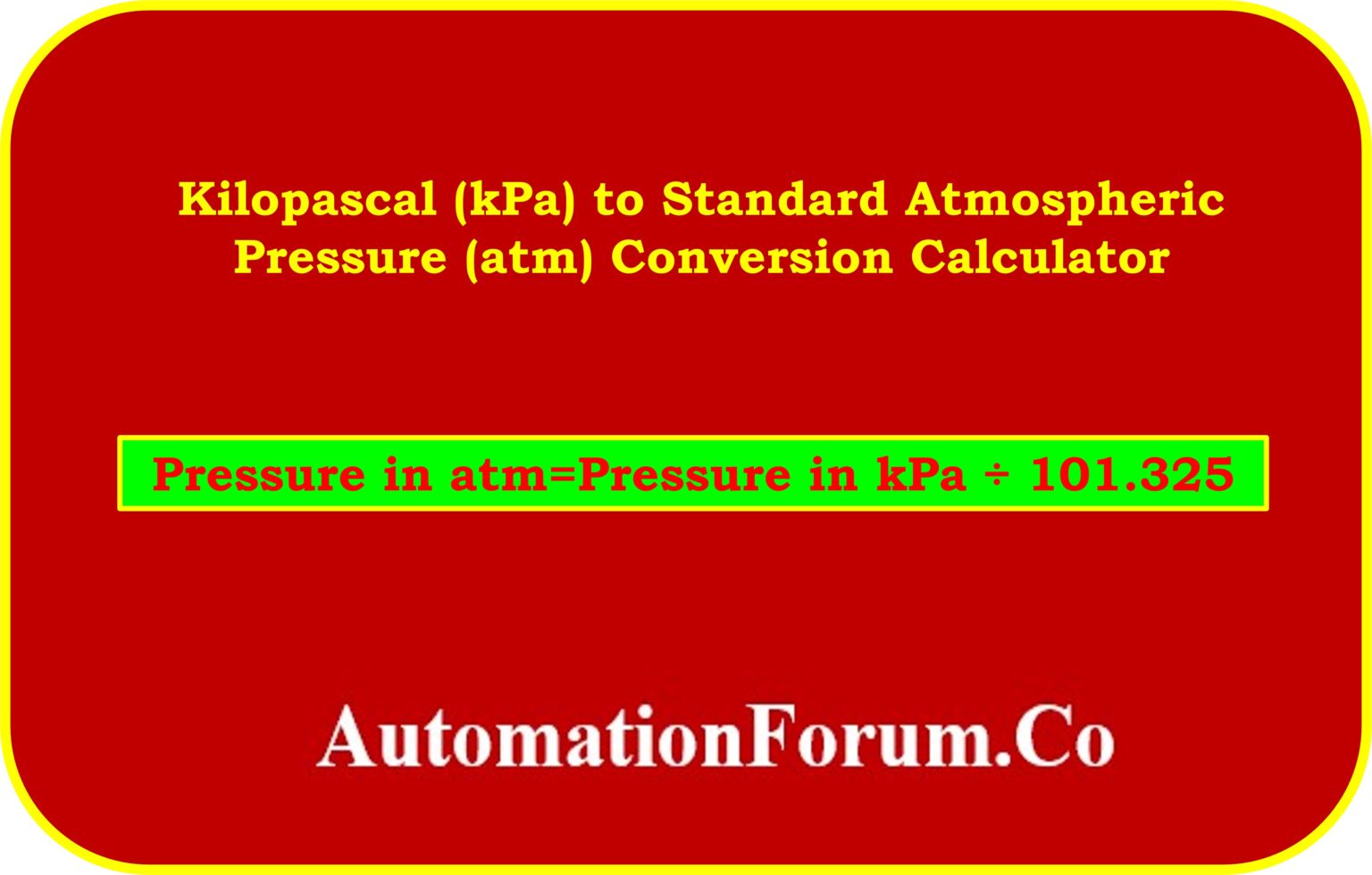 Kilopascal (kPa) to Standard Atmospheric Pressure (atm) Conversion ...