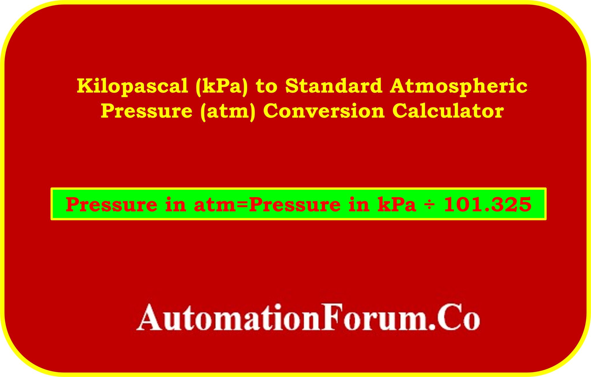 Kilopascal (kPa) to Standard Atmospheric Pressure (atm) Conversion ...