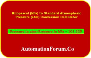 Kilopascal (kPa) to Standard Atmospheric Pressure (atm) Conversion ...