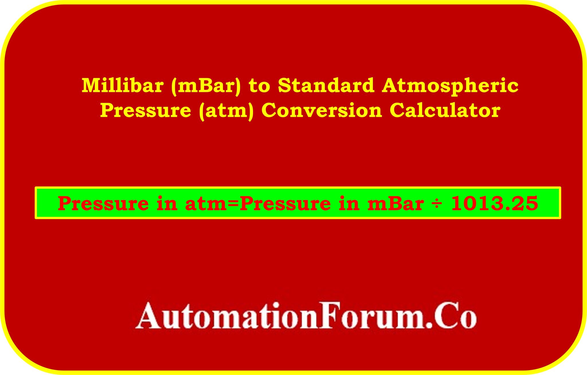 Millibar (mBar) to Standard Atmospheric Pressure (atm) Conversion ...
