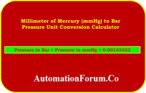 Millimeter of Mercury (mmHg) to Bar Pressure Unit Conversion Calculator