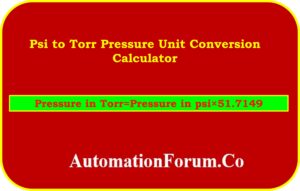 Psi to Torr Pressure Unit Conversion Calculator