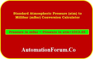 Standard Atmospheric Pressure (atm) to Millibar (mBar) Conversion ...